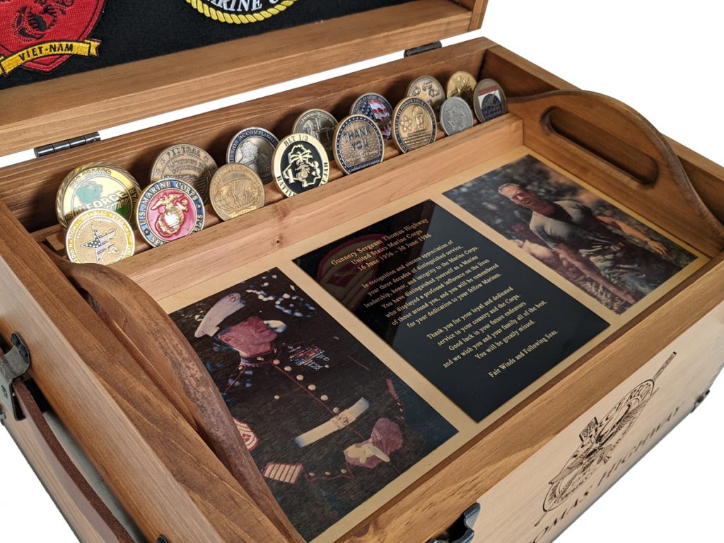 Custom Military Retirement Keepsake Shadow Box - Relic Wood