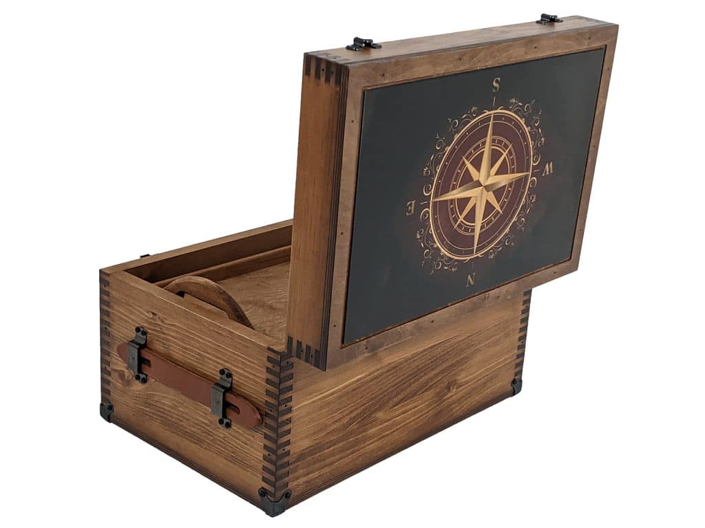 Golden Compass Rose Keepsake Box - Relic Wood