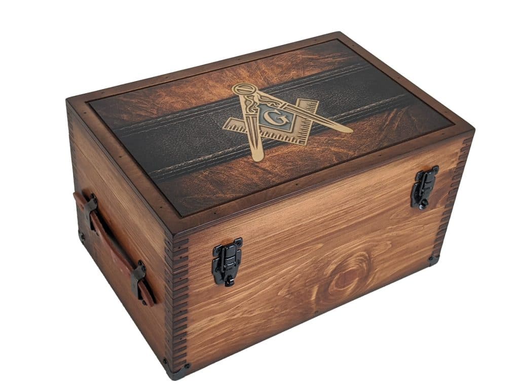 Blue Freemason Compass and Square Gifts - Wooden Keepsake Box